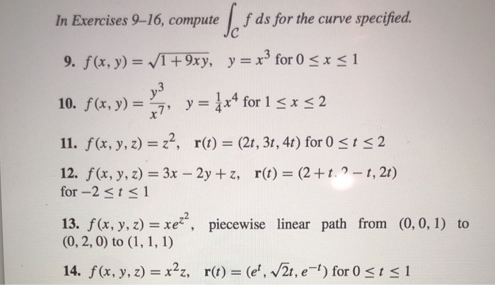 Solved In Exercises -16, compute fds for the curve specified | Chegg.com