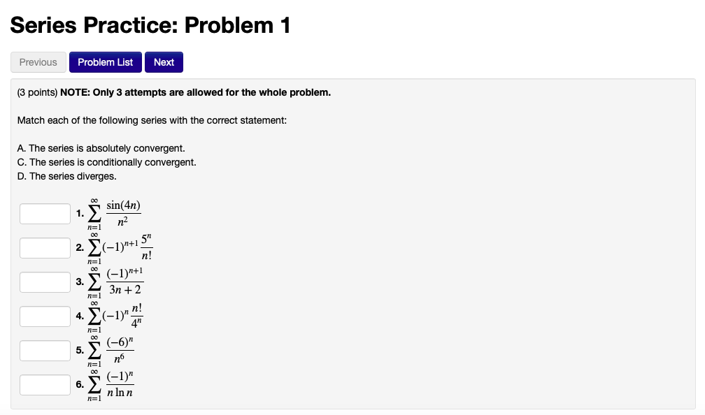 Solved Series Practice: Problem 1 Previous Problem List Next | Chegg.com Solved Series Practice: Problem 1 Previous Problem List Next | Chegg.com