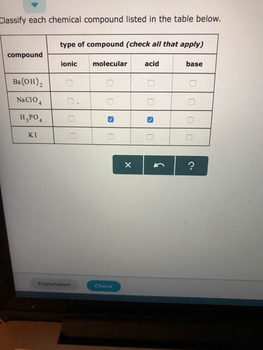 Solved Classify each chemical compound listed in the table | Chegg.com Solved Classify each chemical compound listed in the table | Chegg.com