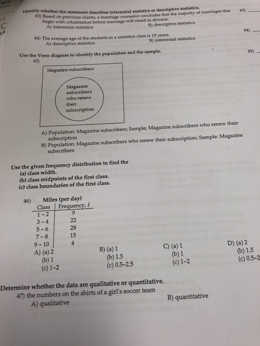 Solved Identify whether the statement describes inferential | Chegg.com