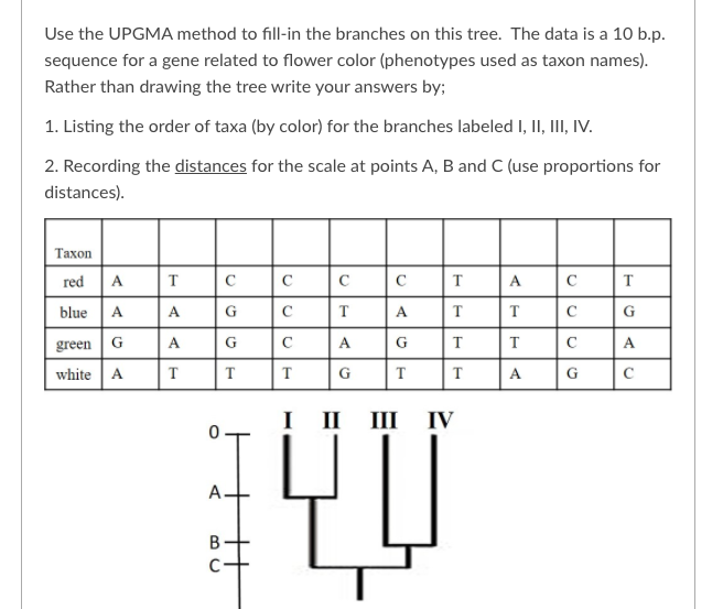 Solved Use the UPGMA method to fill in the branches on this | Chegg.com