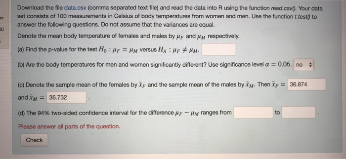 Solved Download the file data.csv (comma separated text | Chegg.com