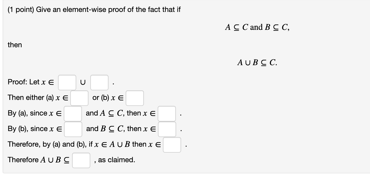 Solved (1 point) Give an element-wise proof of the fact that | Chegg.com