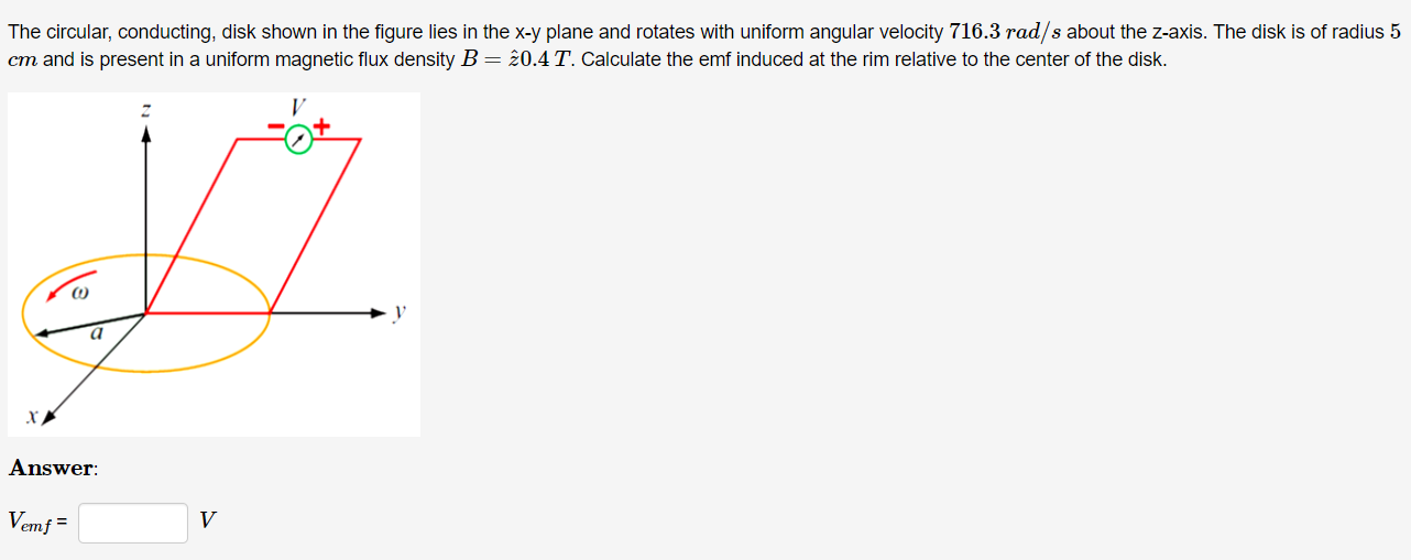 Solved The circular, conducting, disk shown in the figure | Chegg.com