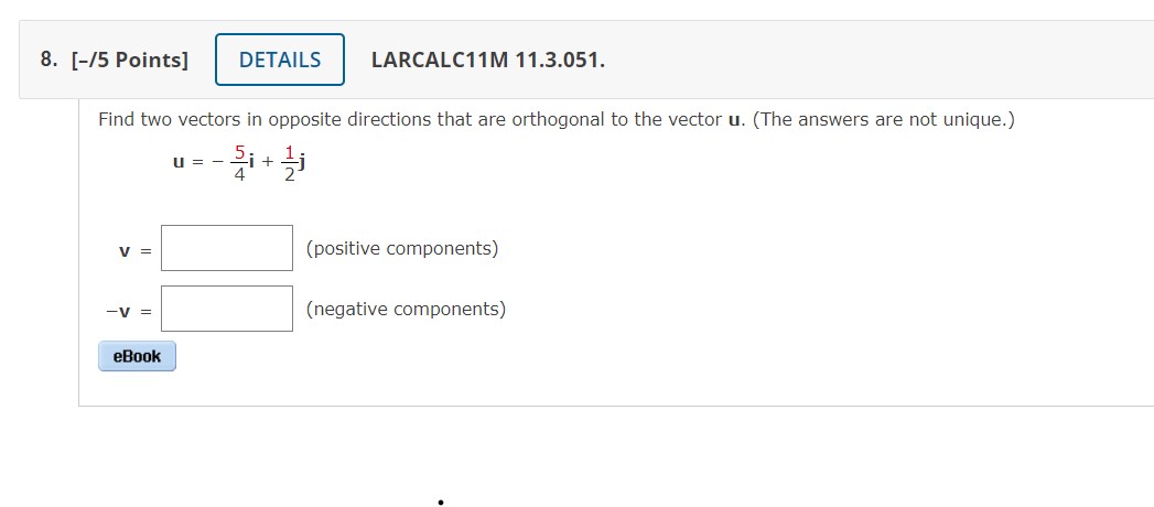 Solved Find two vectors in opposite directions that are | Chegg.com