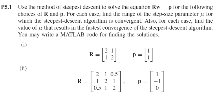 Solved P5.1 Use the method of steepest descent to solve the | Chegg.com