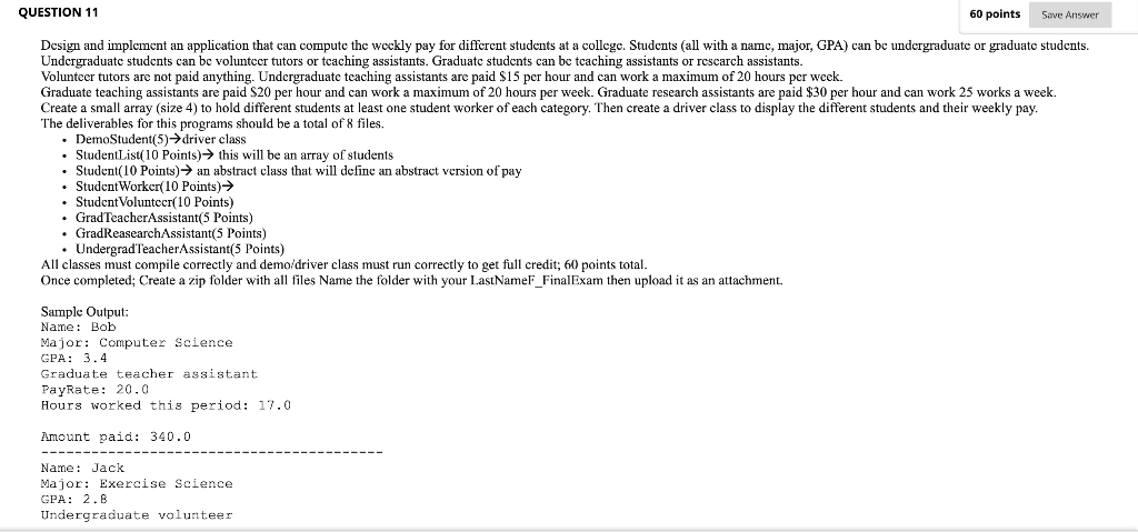 Solved QUESTION 11 60 points Save Answer Design and | Chegg.com