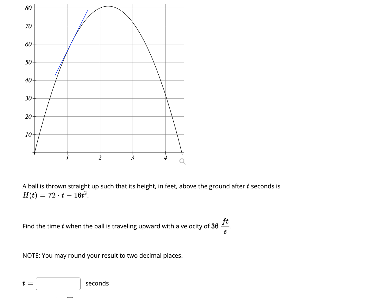 Solved A ball is thrown straight up such that its height, in | Chegg.com