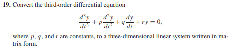 Solved 19. Convert the third-order differential equation | Chegg.com
