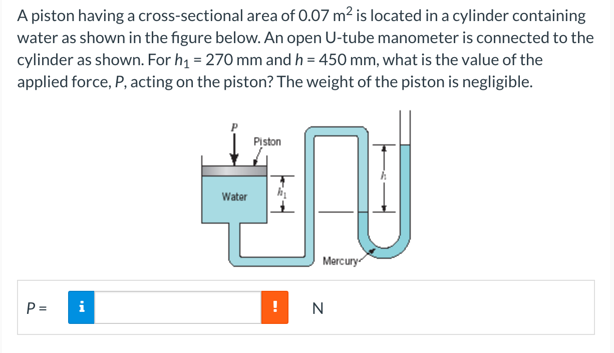Solved A piston having a cross-sectional area of 0.07 m2 is | Chegg.com