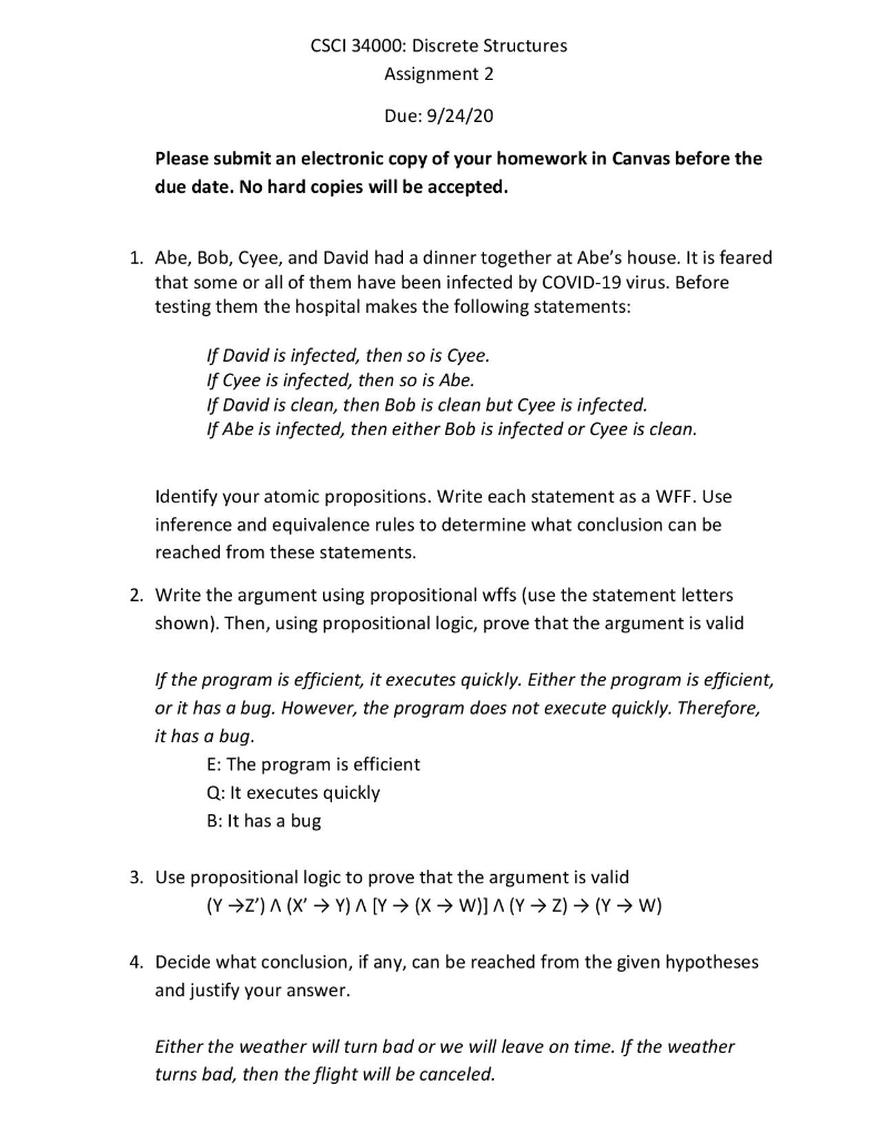 Solved CSCI 34000: Discrete Structures Assignment 2 Due: | Chegg.com
