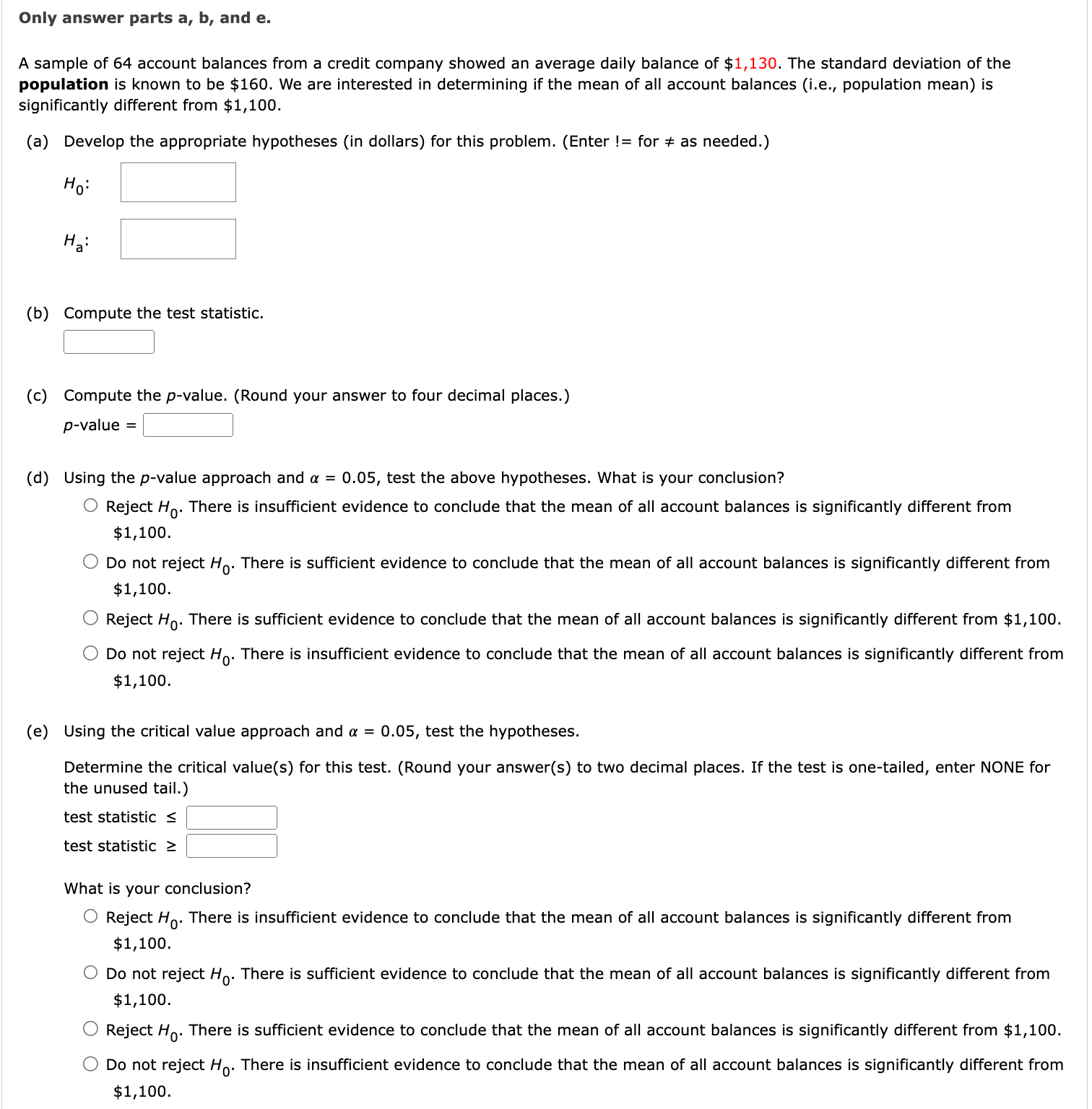Solved Only answer parts a, ﻿b, ﻿and e.A sample of 64 | Chegg.com