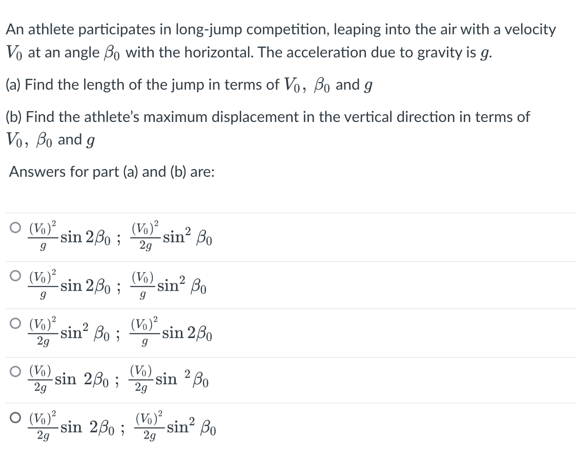 Solved An athlete participates in long-jump competition, | Chegg.com