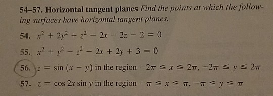 Solved 54-57. Horizontal tangent planes Find the points at | Chegg.com