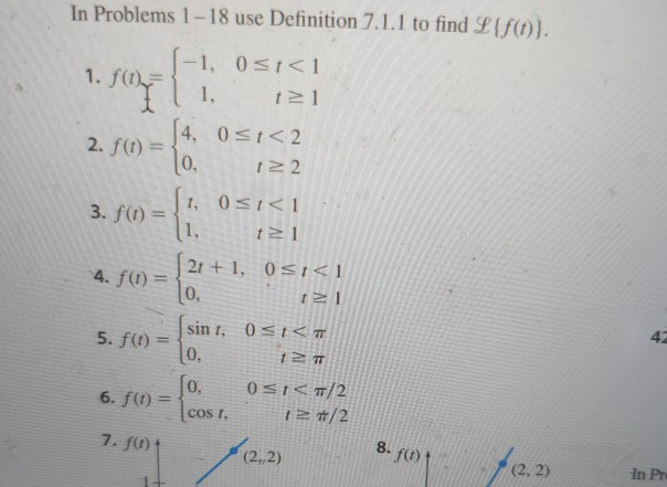 Solved In Problems 1-18 use Definition 7.1.1 to find | Chegg.com