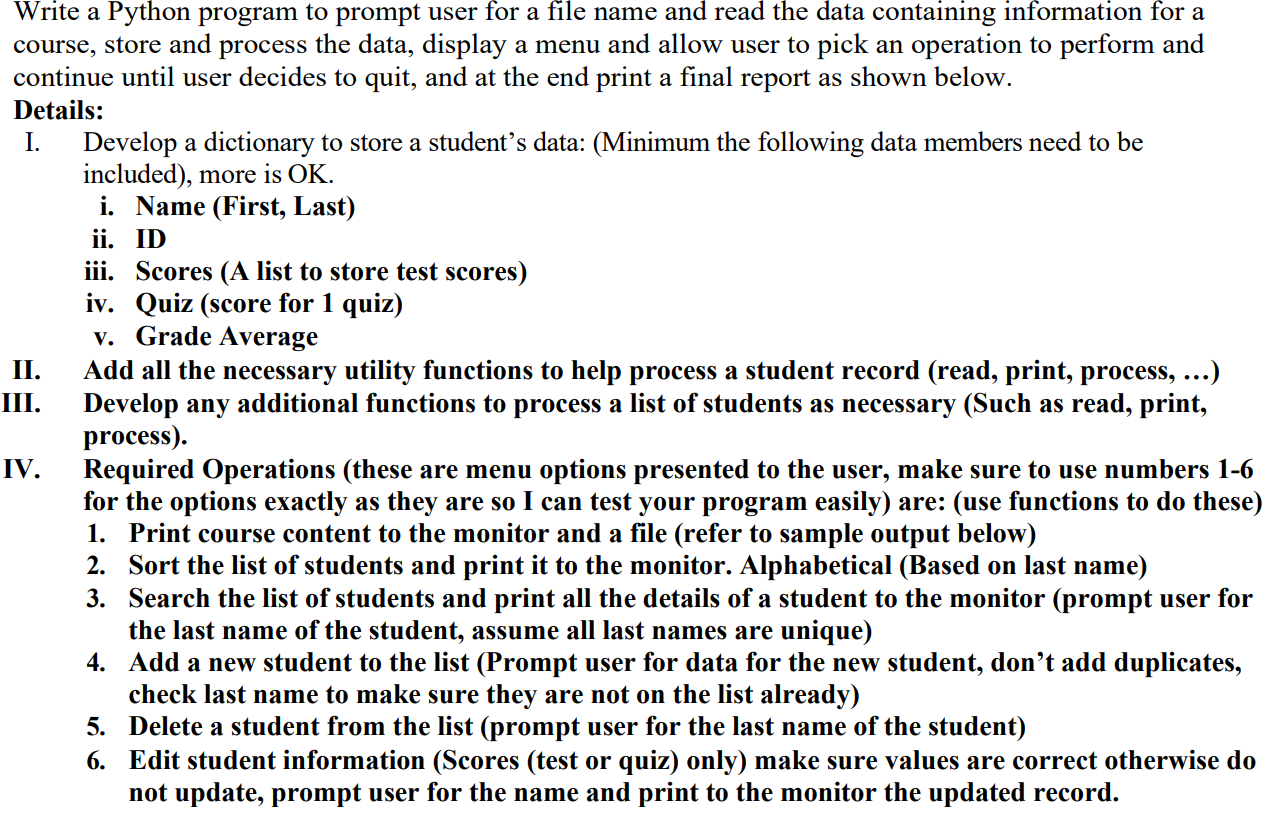 Solved Write a Python program to prompt user for a file name | Chegg.com