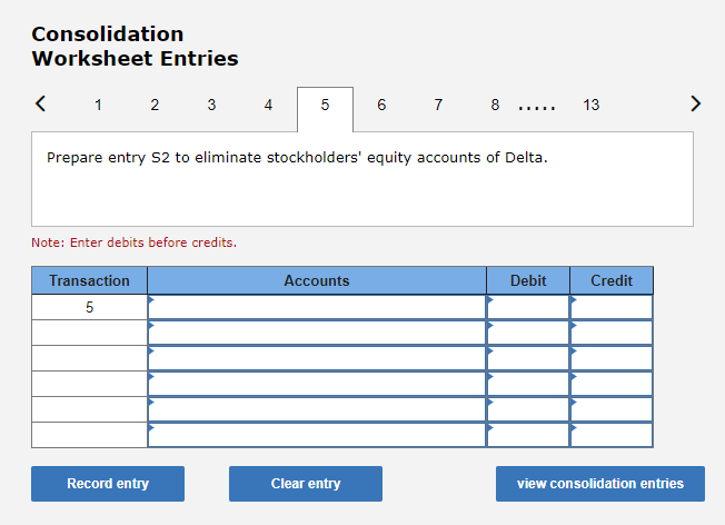Solved Consolidation Worksheet Entries