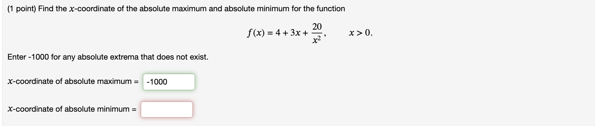 Solved (1 ﻿point) ﻿Find the x-coordinate of the absolute | Chegg.com
