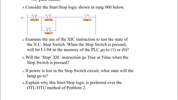 Solved Consider the Start/Stop logic shown in rung 000 | Chegg.com