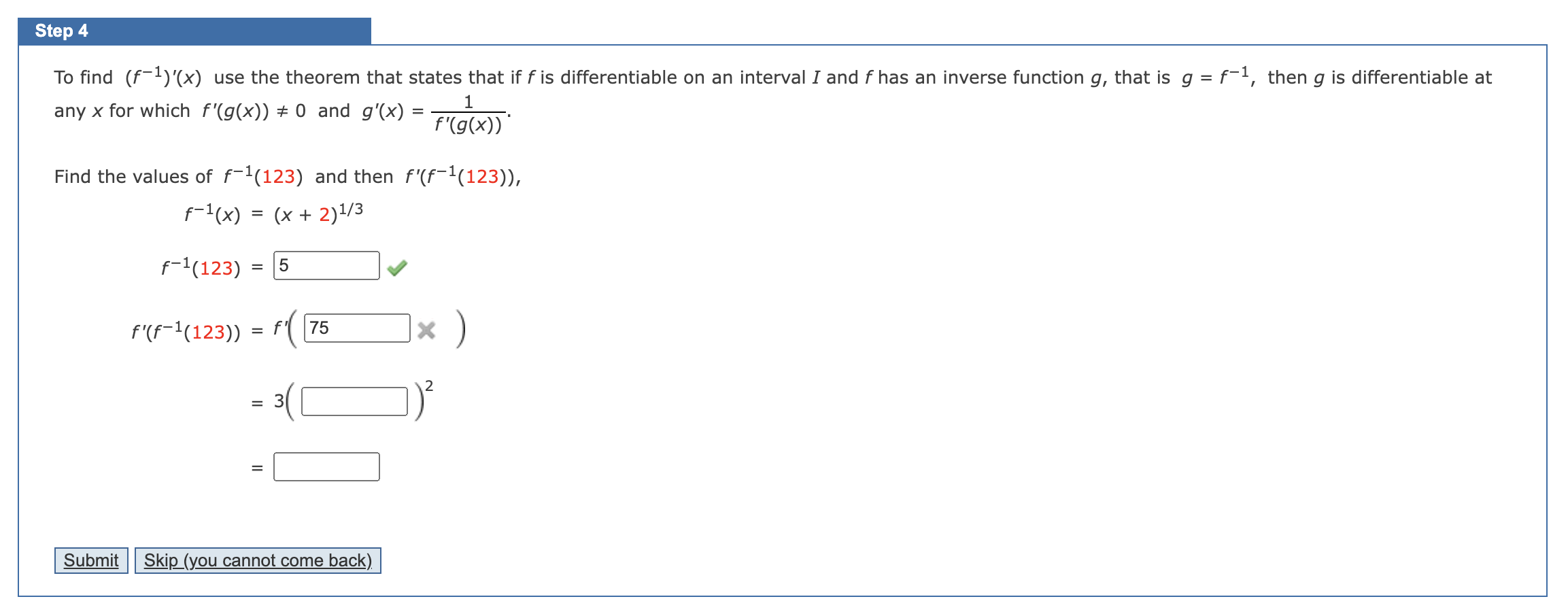 Solved To find (f−1)′(x) use the theorem that states that if | Chegg.com