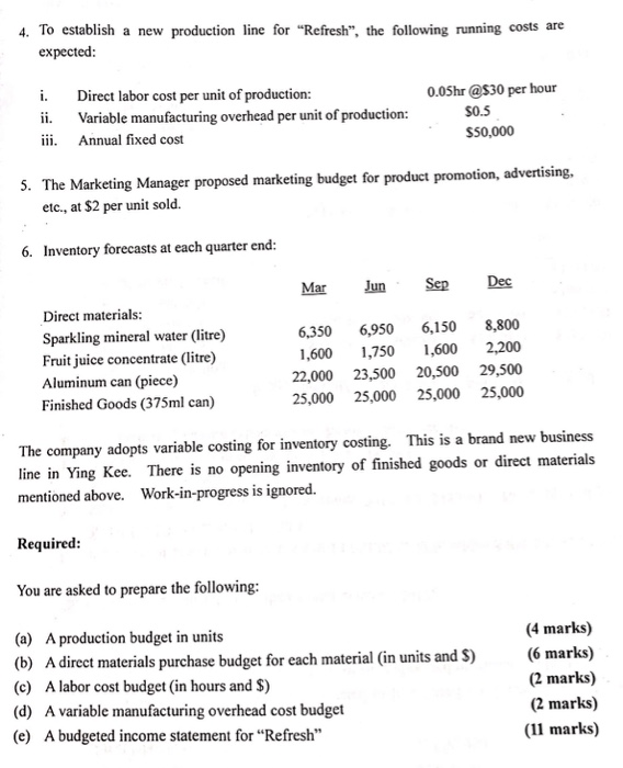 Solved Question 1 (25 marks) Ying Kee Food Company (Ying | Chegg.com