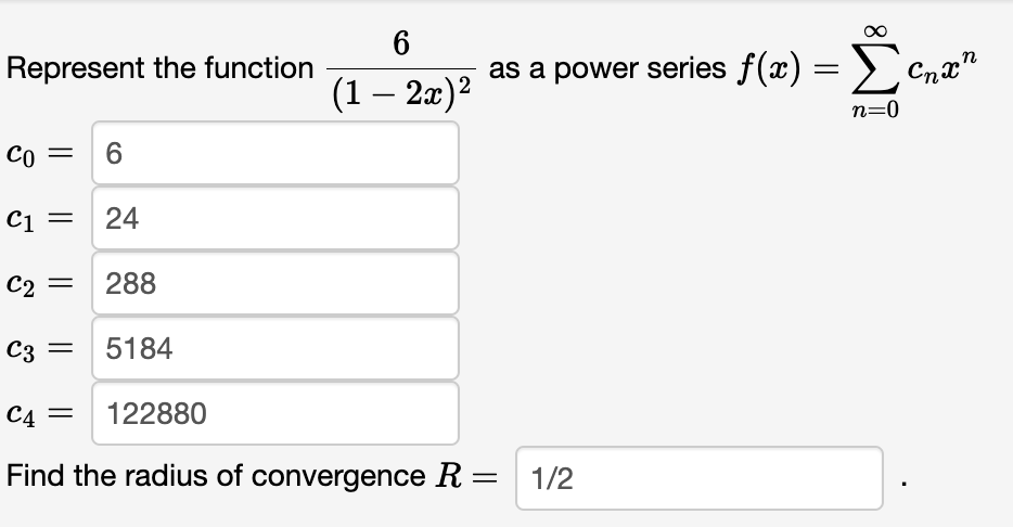 Solved Represent the function (1−2x)26 as a power series | Chegg.com