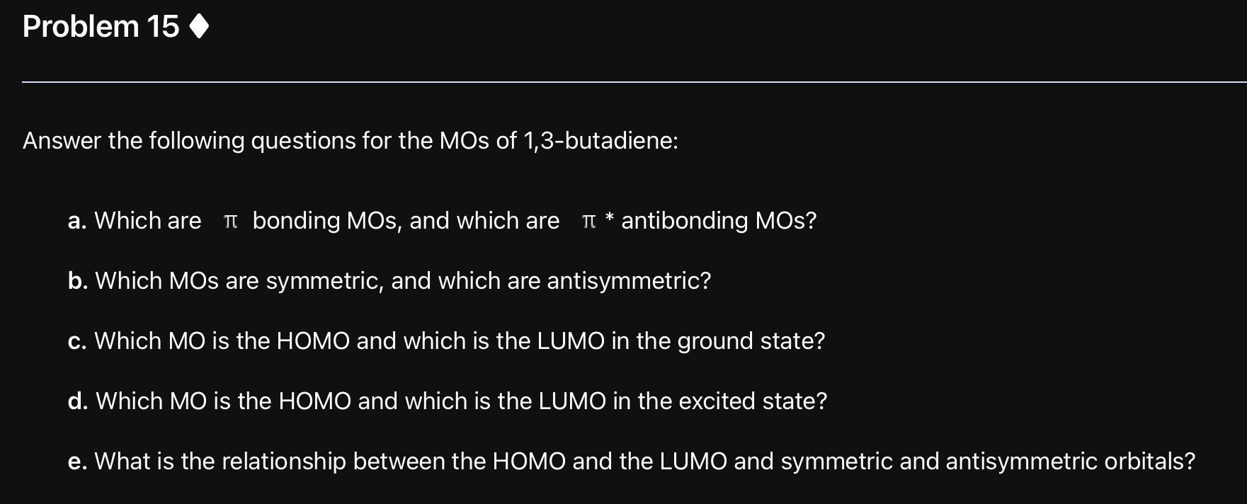Solved Answer the following questions for the MOs of | Chegg.com
