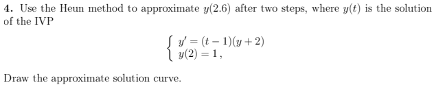 Solved 4. Use the Heun method to approximate y(2.6) after | Chegg.com