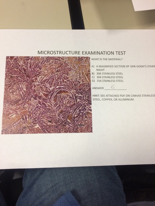 Solved MICROSTRUCTURE EXAMINATION TEST WHAT IS THE MATERIAL? | Chegg.com