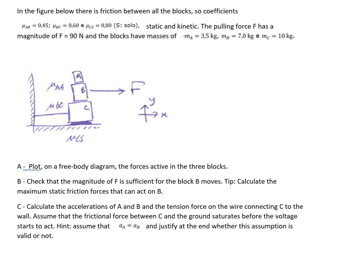 Solved In the figure below there is friction between all the | Chegg.com