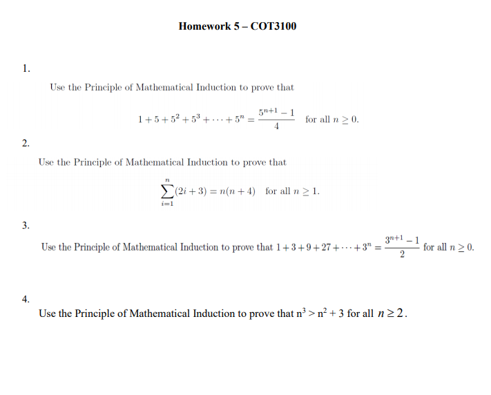 Solved Homework 5-COT3100 1. Use the Principle of | Chegg.com