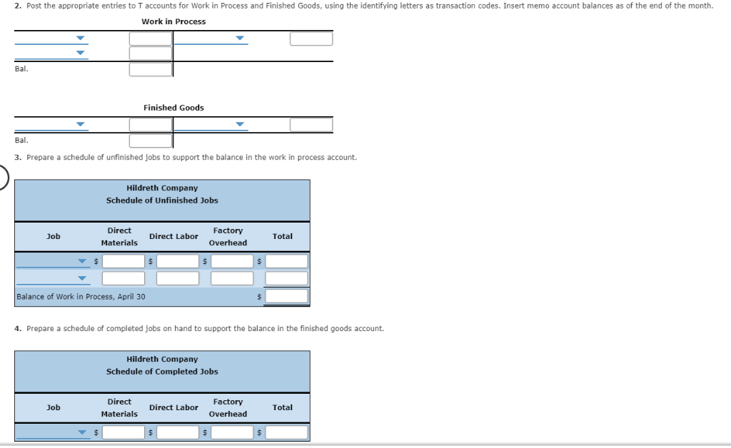 Solved Entries and Schedules for Unfinished Jobs and | Chegg.com