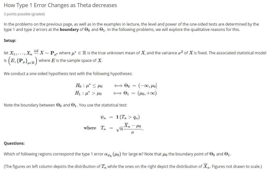 Solved How Type 1 Error Changes as Theta decreases 3 points | Chegg.com
