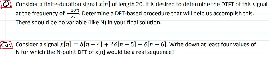 Solved Consider A Finite Duration Signal X[n] Of Length 20