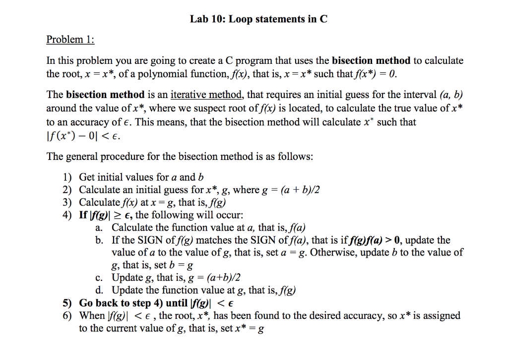 Lab 10: Loop statements in C Problem 1: In this | Chegg.com