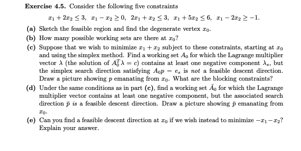 Exercise 4.5. Consider the following five constraints | Chegg.com