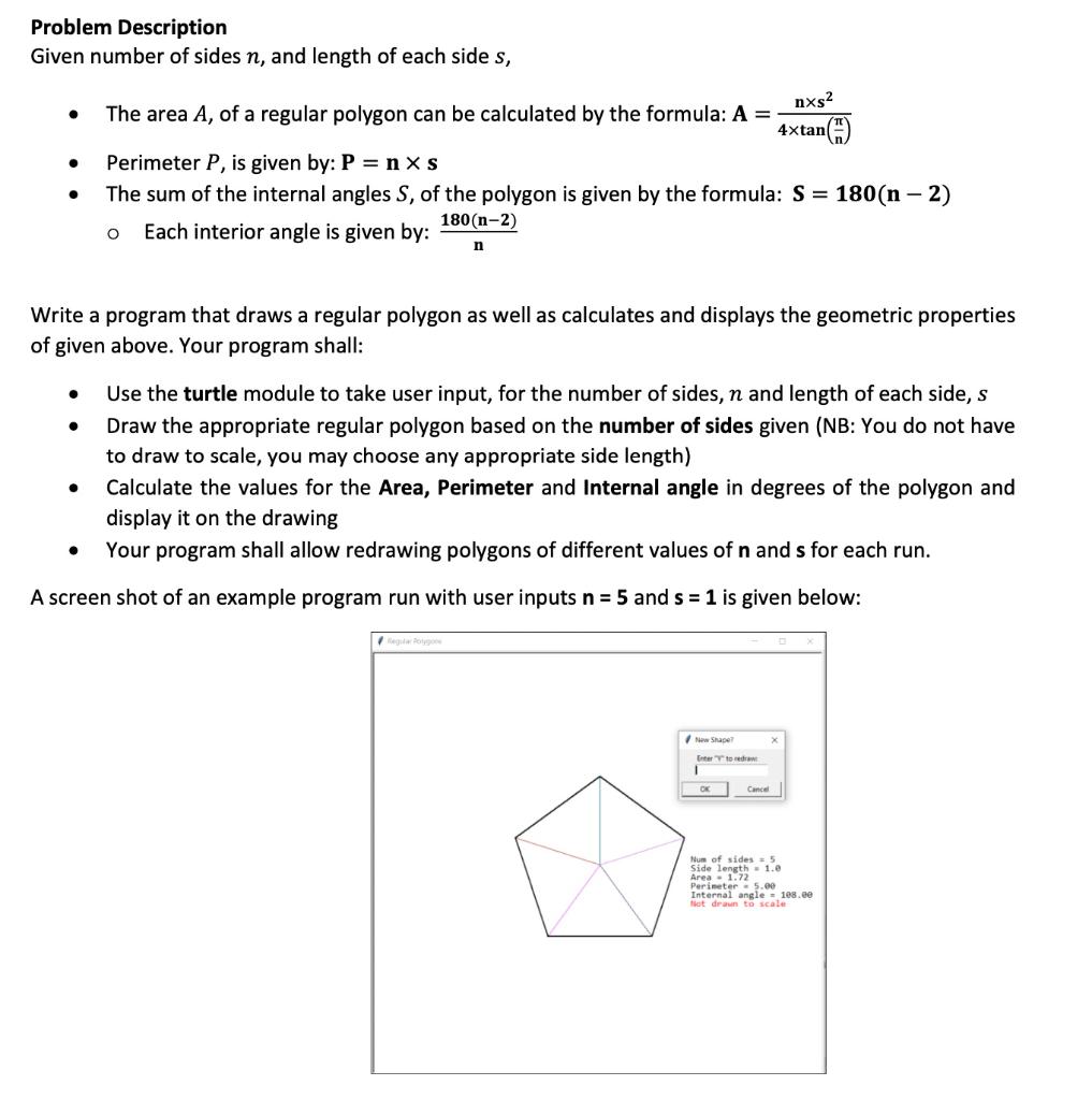 Solved Problem Description Given Number Of Sidesn And 