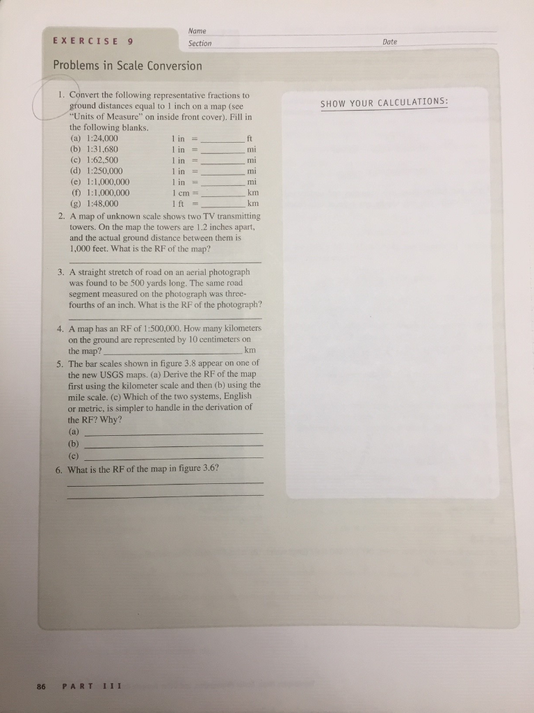Solved EXERCISE 9 Name Section Date Problems in Scale | Chegg.com