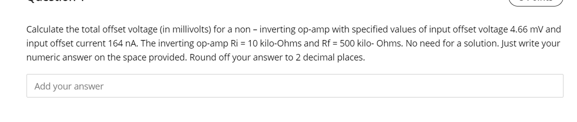 Solved Calculate the total offset voltage (in millivolts) | Chegg.com