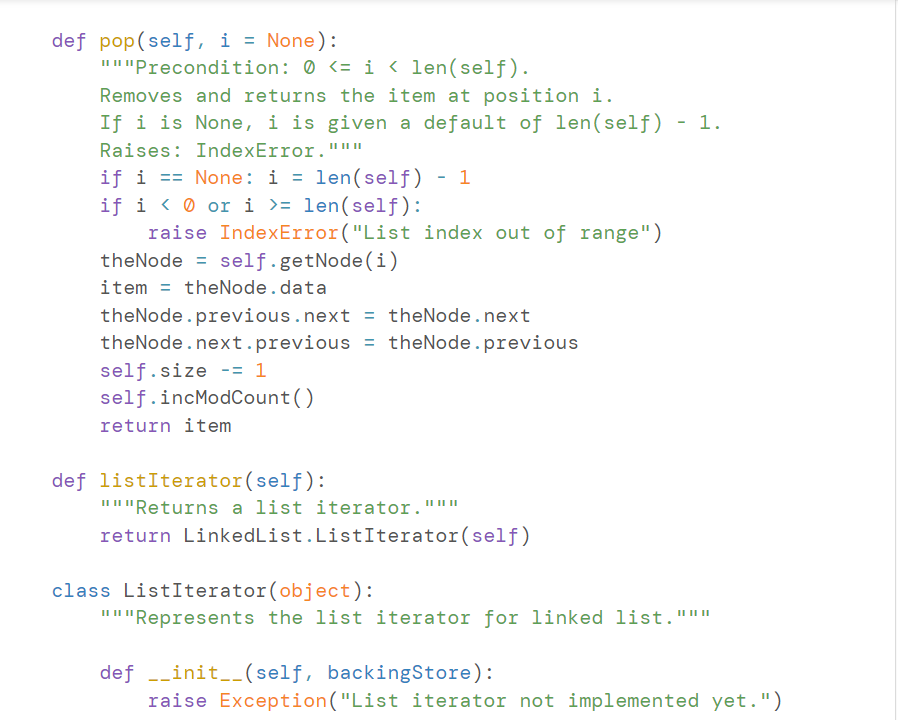 Solved Complete the list iterator for the in the | Chegg.com