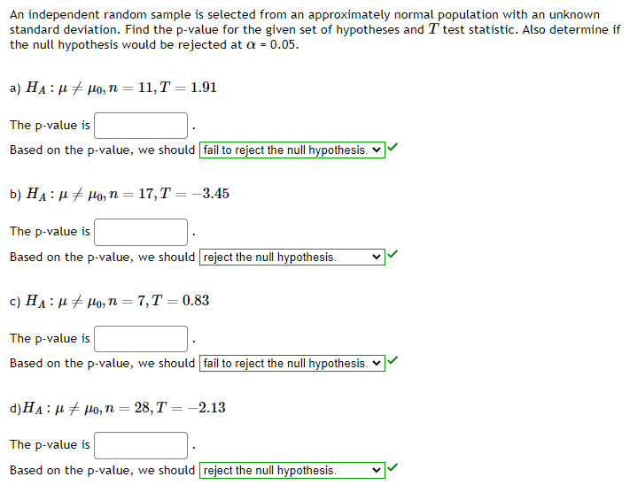 Solved An independent random sample is selected from an | Chegg.com