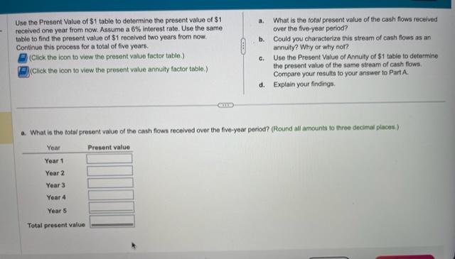 Solved a. What is the total present value of the cash flows | Chegg.com