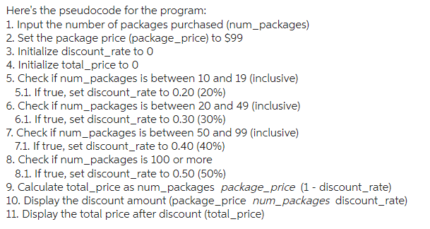 Solved Here's the pseudocode for the program: 1. Input the | Chegg.com