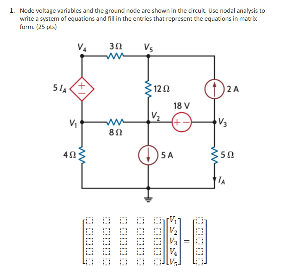 Solved 1. ﻿Node voltage variables and the ground node are | Chegg.com