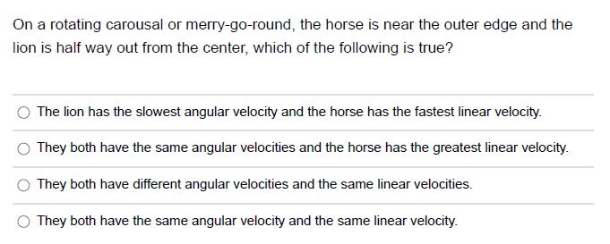 Solved On a rotating carousal or merry-go-round, the horse | Chegg.com