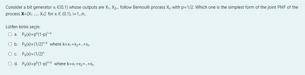 Solved Consider a bit generator xi∈(0,1) whose outputs are | Chegg.com