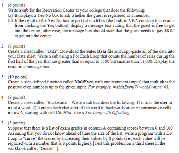Solved 6. (8 points) Create a new worksheet and name it | Chegg.com