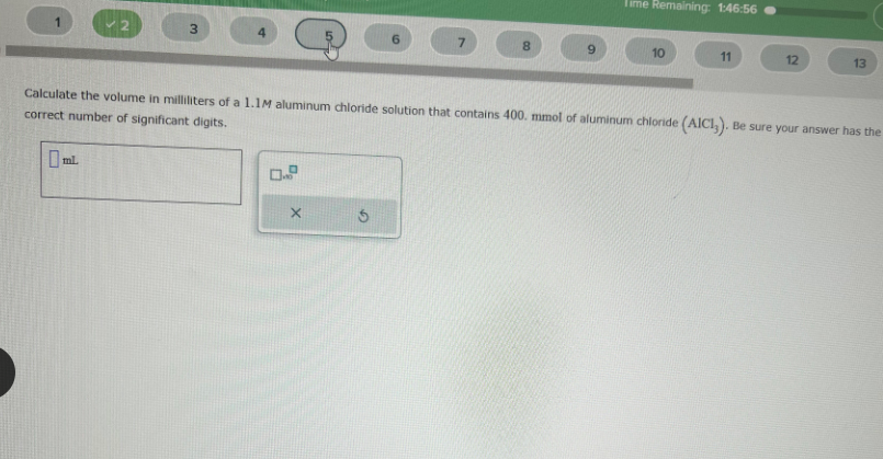 Solved Calculate the volume in milliliters of a 1.1M | Chegg.com