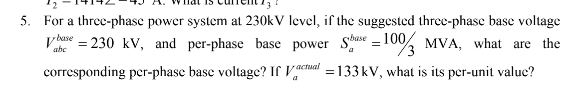 Solved 3 5. For a three-phase power system at 230kV level, | Chegg.com