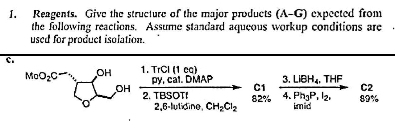 Solved 1. Reagents. Give the structurc of the major products | Chegg.com